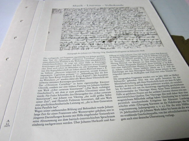KÄRNTEN ARCHIV 4079 Autograph Johann von Viktring Chronicon Carinthiae ...