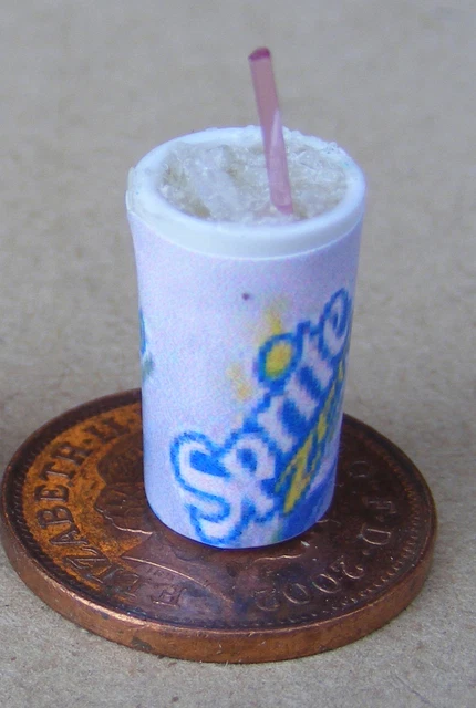 1:12 SCALE SPRITE Zero Drink With Ice & A Straw Tumdee Dolls House ...