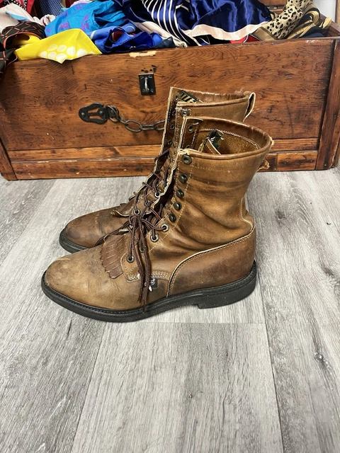 VINTAGE JUSTIN ORIGINAL Roper Work And Hiking Western Style Brown Boots ...
