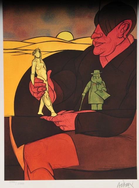VALERIO ADAMI/HANDSIGNIERT/1982/STATUETTE/LITHOGRAFIE IN 12 Farben ...