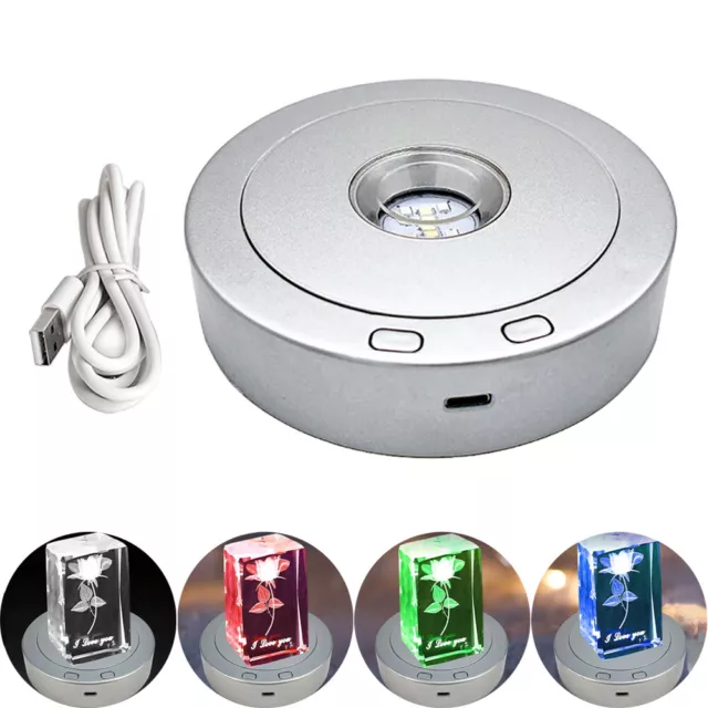 ROTATABLE ROUND LED Light Base 8 Light Modes Display Stand Round ...