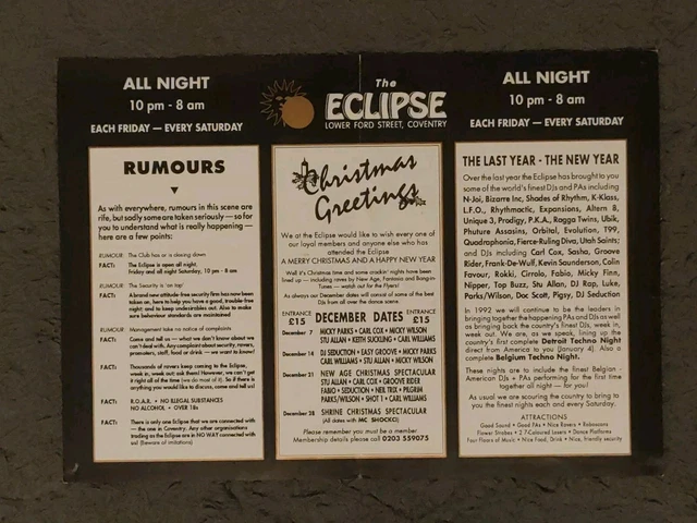 ECLIPSE RAVE FLYER, A4, 1990's Acid House Rave Flyers £11.00 - PicClick UK