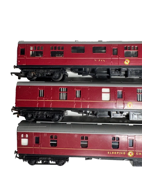 RAKE OF 3 Triang/Hornby TTR maroon BR Mk1 coaches M21240, M16198 ...