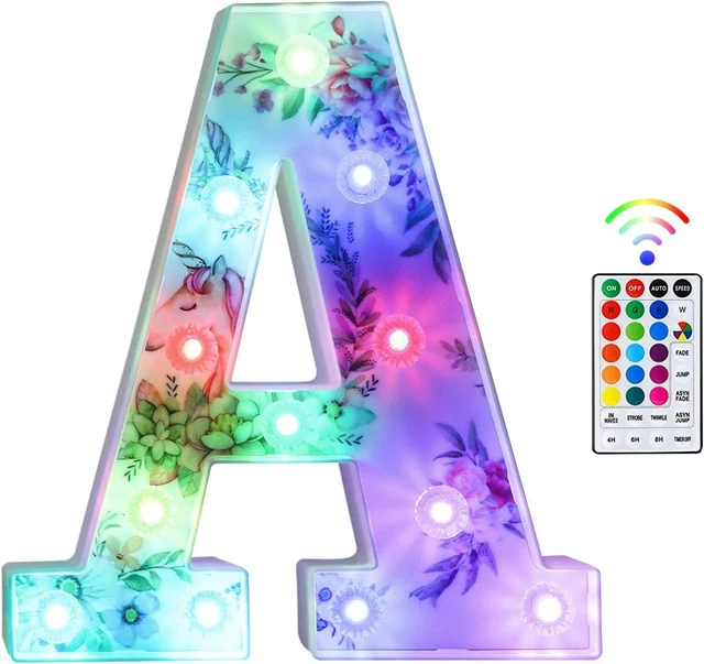 LED LETTER LIGHT A 18 Colour Changing Alphabet Sign Bedroom Decoration ...