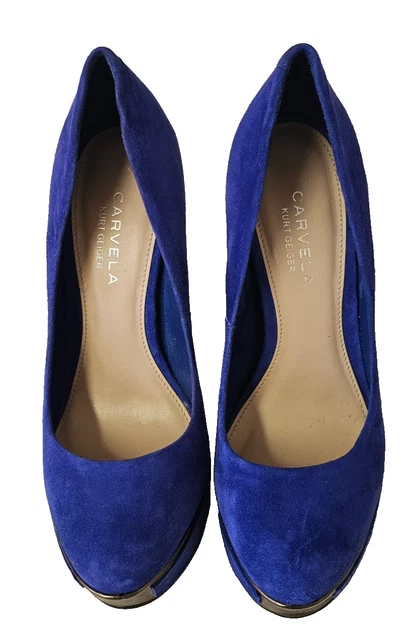 KURT GEIGER CARVELA Ardent Blue Suede Courts Size 5 {kim} £24.99 ...