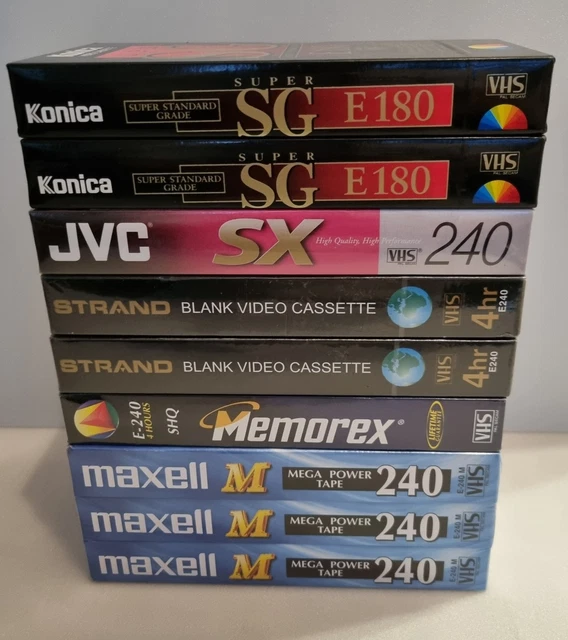 VHS JOB LOT 9x New And Sealed Blank VHS Tapes Konica JVC Maxell £23.58 ...
