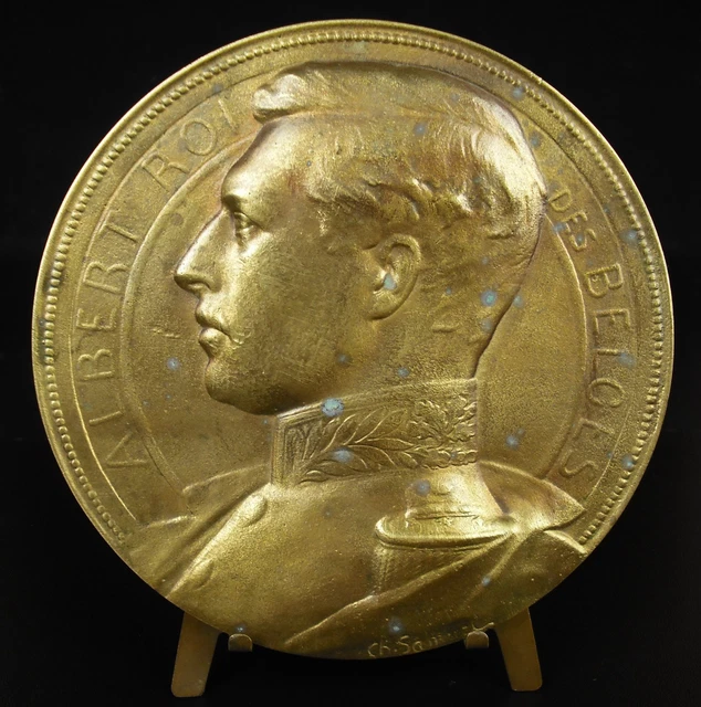 MÉDAILLE 1900 12CM Albert Ier Roi des Belges Belgique prince Saxe ...