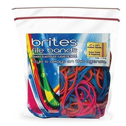 ALLIANCE RUBBER 07800 Non-Latex Brites File Bands, Colored Elastic ...