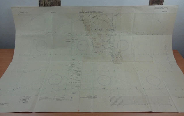 WW2 ERA &RESTRICTED& RAF map "LONG RANGE PLOTTING CHART" SOUTHERN INDIA ...