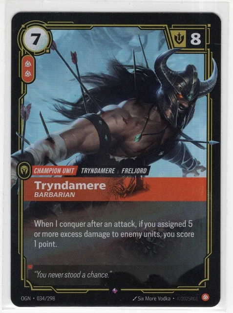 RIFTBOUND LEAGUE OF Legends Origins Foil Card OGN 034 Tryndamere ...