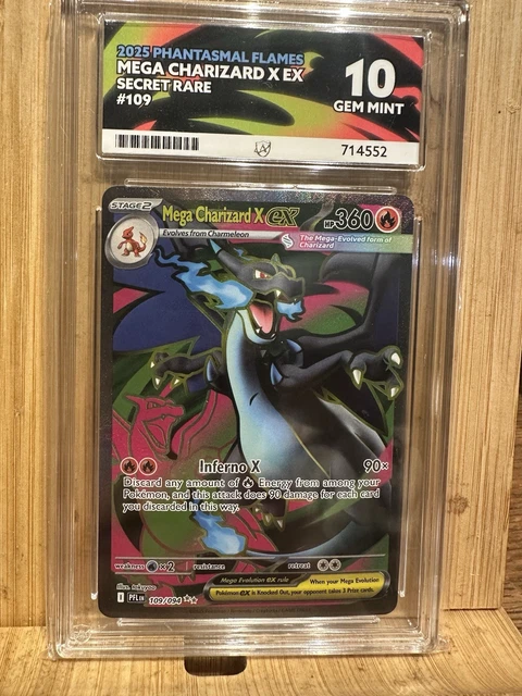 MEGA CHARIZARD X ex - Phantasmal Flames - 109/094 - Secret Rare ACE 10 ...