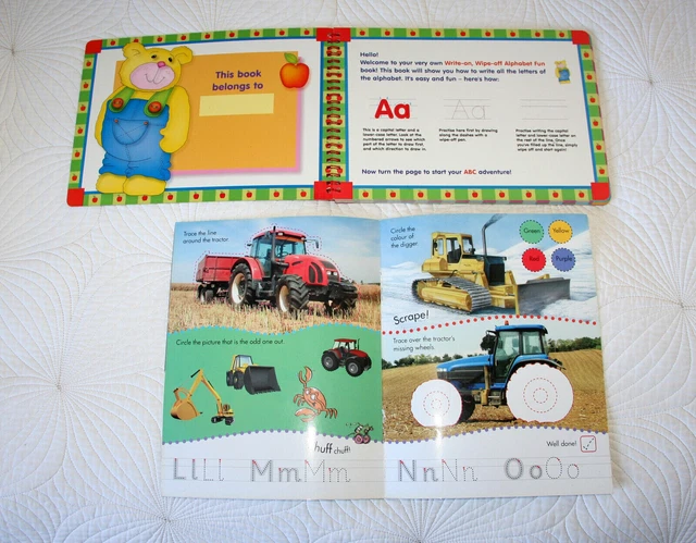 LEARN TO WRITE 123 ABC+ALPHABET +Writing+Numbers 4 Trace / Wipe Clean ...