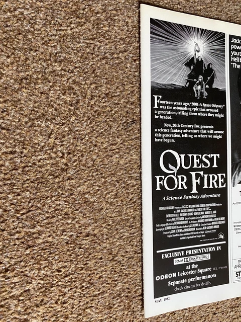 FLM5 MOVIE ADVERT 11X4 Quest For Fire. Everett Mcgill & Ron Perlman £8. ...
