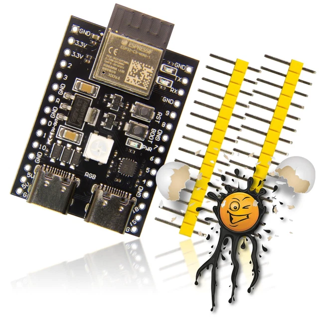 ESP32-C3-DEVKITM-1 DUAL USB-C ESP32-C3-Mini-N4 400KB PSRAM 384KB ROM 4M ...