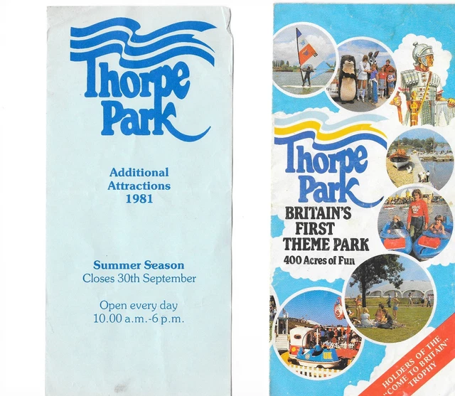 THORPE PARK 1980 Resort Map and additional leaflet £99.00 - PicClick UK