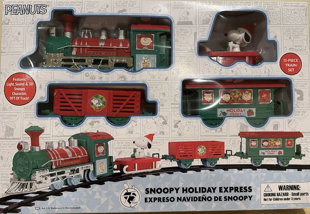 SNOOPY PEANUTS HOLIDAY Express 12 Piece Christmas Train Set w/Light ...