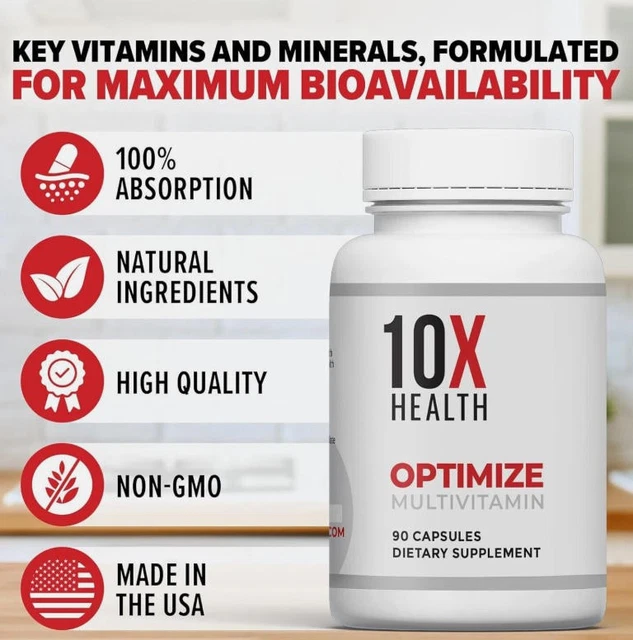 10X 90 CAPS~ Formula with Multivitamins Health Optimize Methylated ...