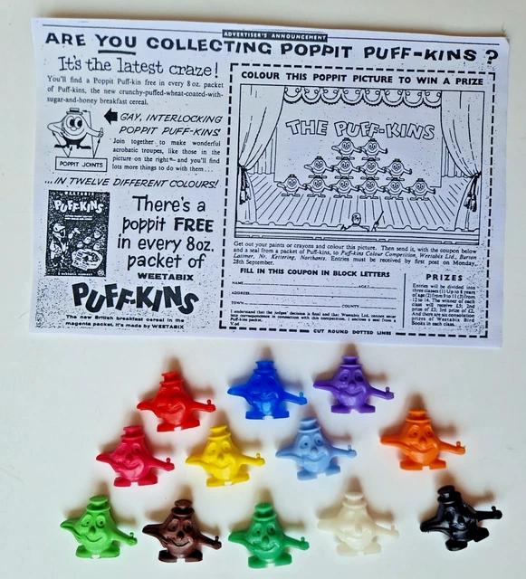 1959 WEETABIX CEREAL Pukkins Poppit Figures - Full set 12 in all ...