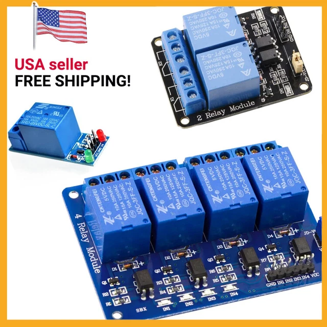 5V, 12V - 1, 2 & 4 Channel Relay Module w Optocoupler Relay Output for ...