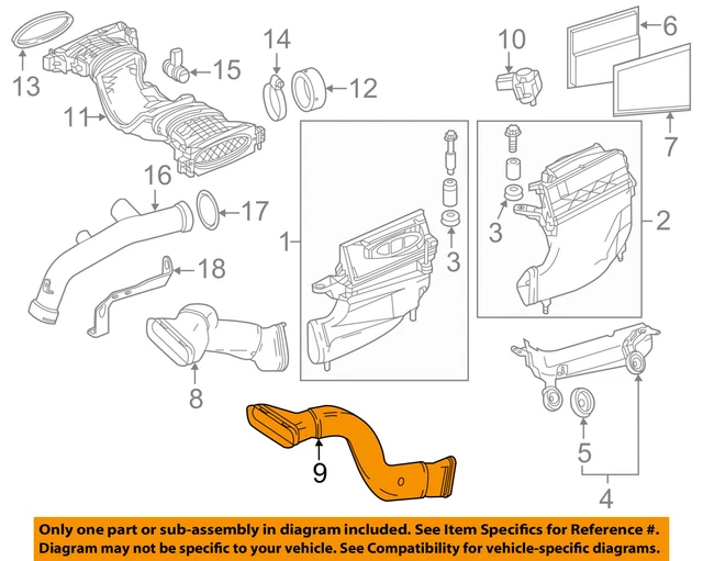 MERCEDES MERCEDES-BENZ OEM Air Cleaner Intake-Air Duct Tube Hose Left ...