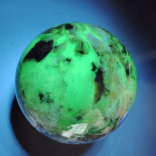 423G RARE NATURAL blue Volcanic Rock agate Sphere Quartz Crystal Ball ...