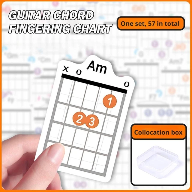 GUITAR CHORD CHART 49 Refrence Cards For Acoustic R4N7 Electric & C9M9 ...