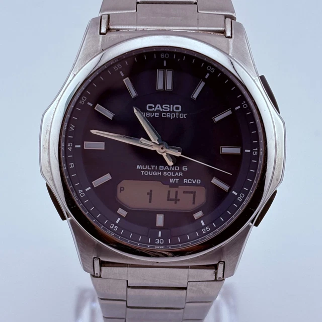 CASIO WAVE CEPTOR WVA-M630 Tough Solar Navy dial analog-digital 37.7mm ...