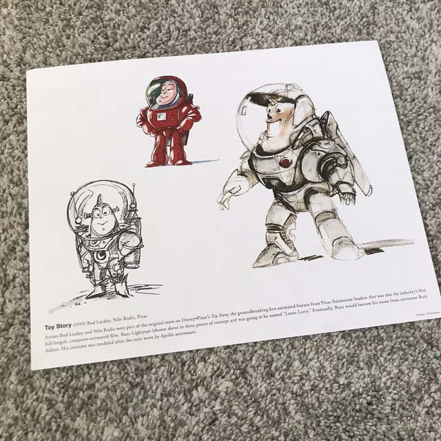 DISNEY TOY STORY Buzz Lightyear Concept art Lithograph 8.6”x11” Bud ...