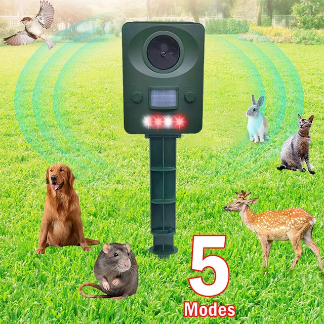 ANIMAL REPELLER ULTRASONIC Solar Power Bird Dog Cat Skunk Deer Raccoon ...