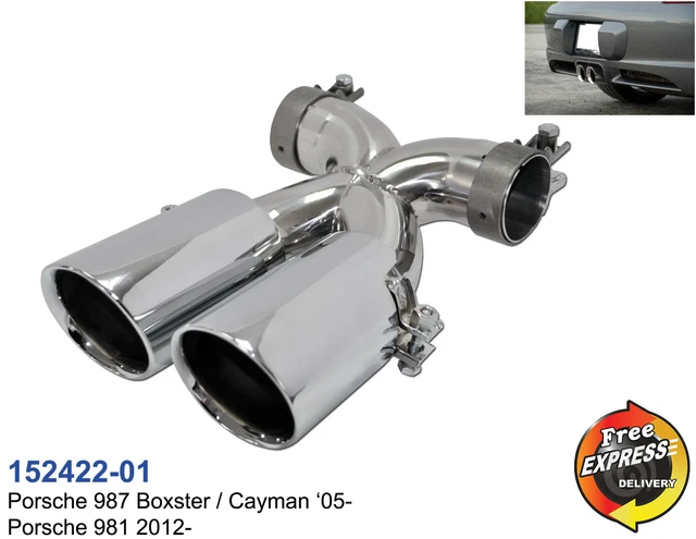 AUSPUFF ENDROHR EDELSTAHL für Porsche 987 Boxster Cayman '05-, 981 2012 ...