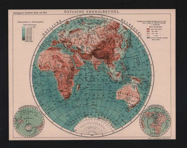 MAP MAP 1929: Eastern Hemisphere. Land Hemisphere Water Hemisphere £17.10 - PicClick UK