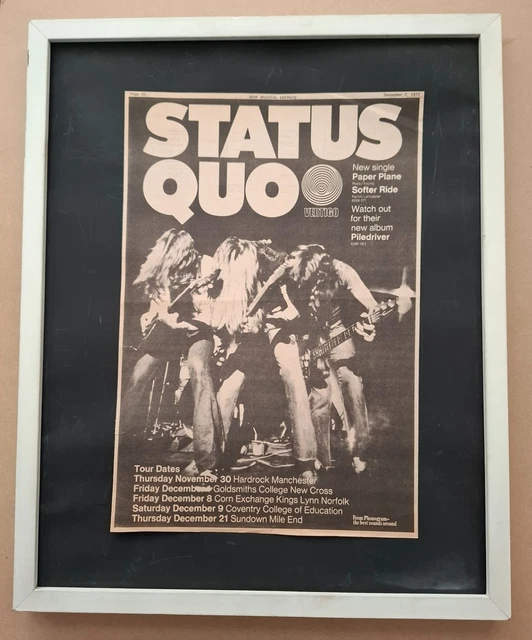 STATUS QUO UK Tour Original UK Press Advert 1972 £10.79 - PicClick UK