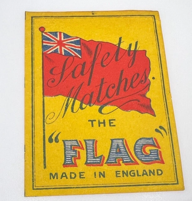 VINTAGE BRITISH MATCHBOX Label The Flag Safety Matches 96 x 70 mm £10. ...