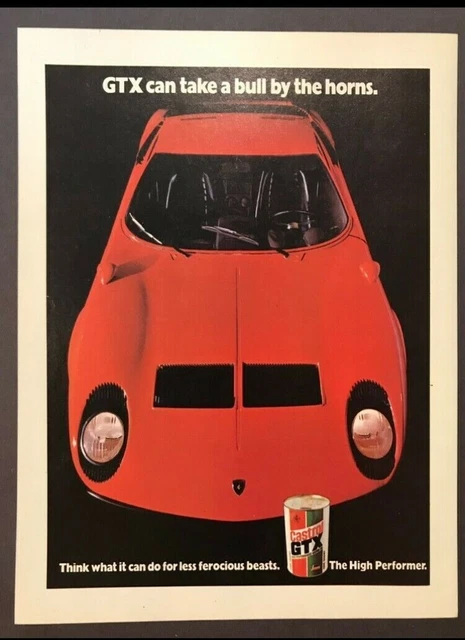 1971 LAMBORGHINI MIURA Castrol GTX Vintage Print Ad $25.50 - PicClick AU