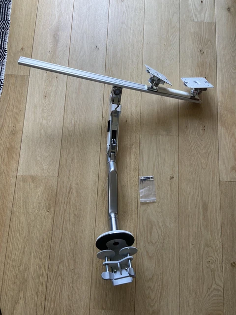 WHITE HUMANSCALE M8 Articulating Dual Monitor Arm with Double Crossbar ...