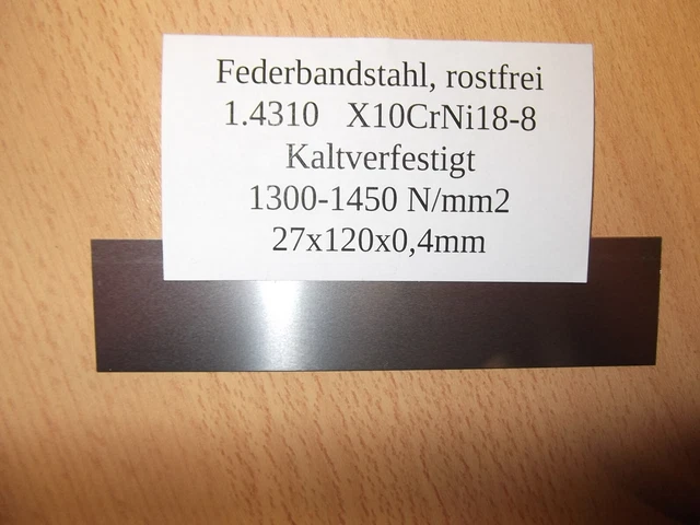 FEDERBANDSTAHL, FEDERBLECH, INOX, 1.4310, 27x120x0,4mm >>Lieferzeit 2-4 ...