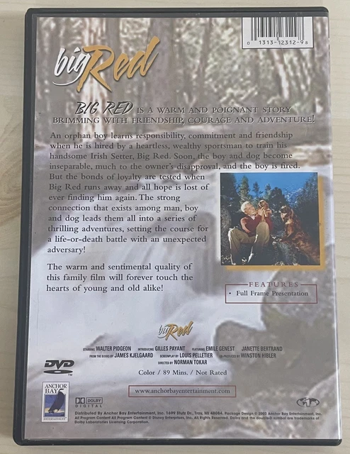 BIG RED (DVD (1962) Region 1, Anchor Bay, Disney, Walter Pidgeon) Great ...