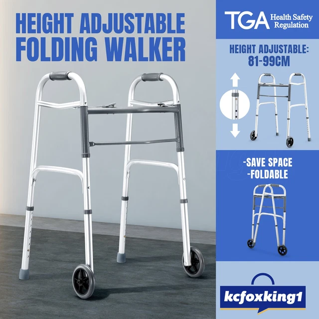 FOLDING WALKER MEDICAL Aid Elderly Mobility Walking 3 IN 1 Height ...