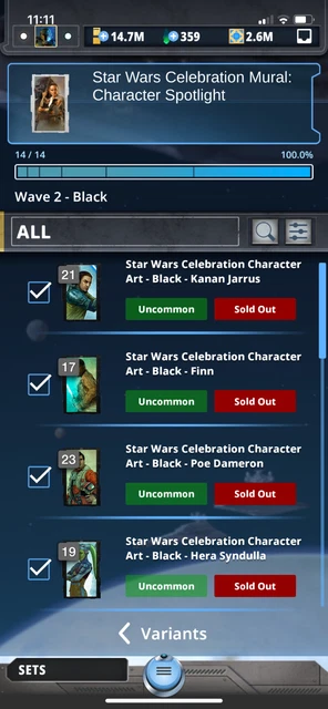 TOPPS STAR WARS Digital Card Trader Black Character Mural Wave 2 ...