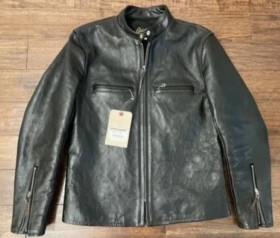THE REAL MCCOY Buco J-100-Shinki Horsehide Leather Jacket-Black Teacore ...