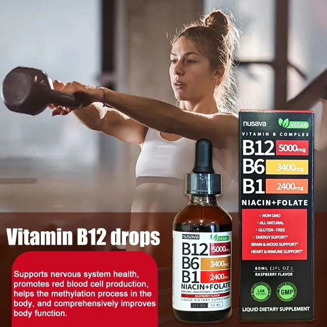 VITAMIN B12 AND B6 Liquid Drops, B12 Sublingual B Complex -B12 5000mcg ...