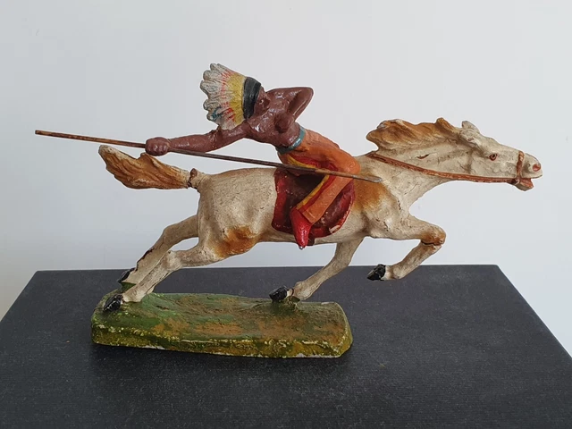 ELASTOLIN LINEOL TIPPLE Topple Indianer zu Pferd mit Speer Wildwest Masse EUR 79,99 - PicClick DE