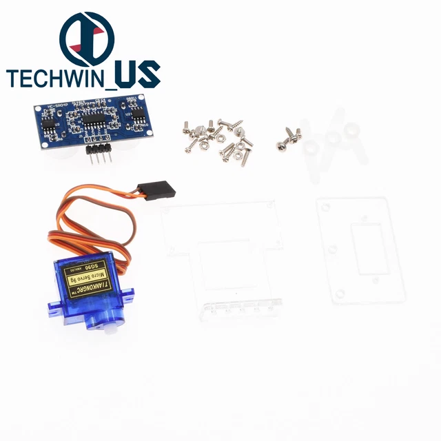 SG90 SERVO+HC-SR04 ULTRASONIC Distance Measuring Module+Mount Bracket ...