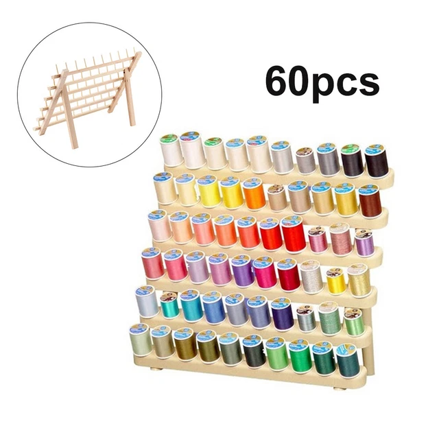 WOOD THREAD ORGANIZER Foldable Holder Sewing Spool Cone Wall Mount ...