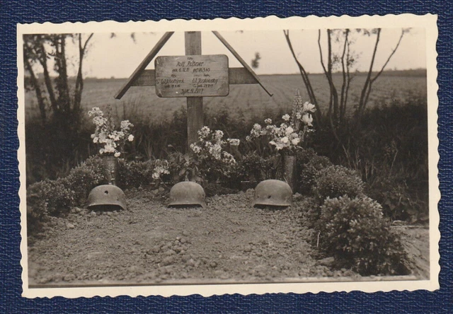 ORIG. FOTO GRAB Soldatengrab gefallen 26.5.1940 Original Foto ca 9 cm x ...