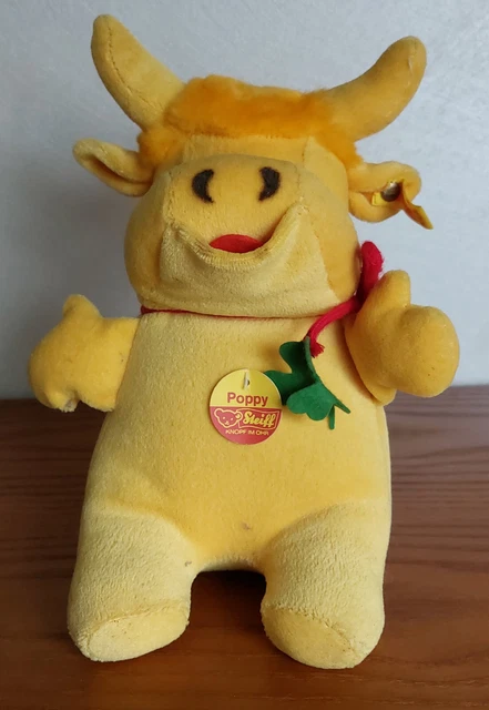 STEIFF LUSTIGE GELBE Kuh "Poppy" 7878/26 Glückskuh Vintage alt ...