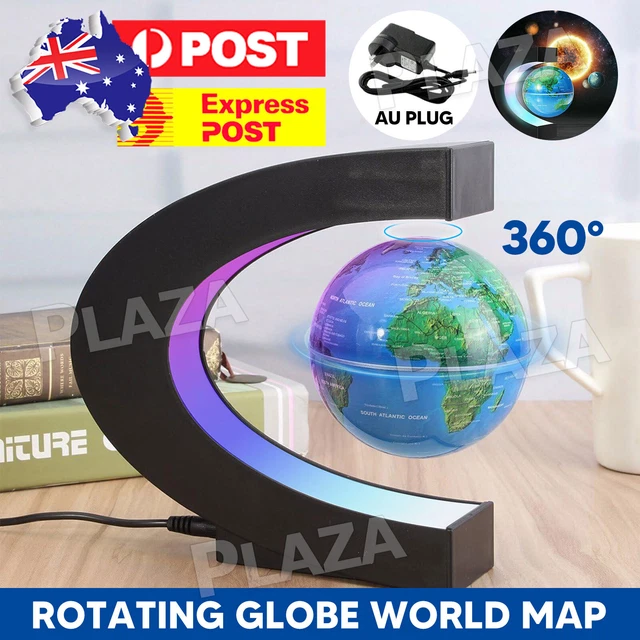 MAGNETIC LEVITATING FLOATING Rotating Globe World Map LED Lamp Light ...