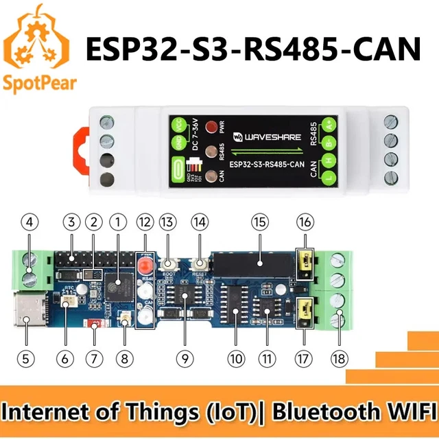 ESP32-S3 INDUSTRIAL-GRADE IOT RS485 CAN Communicator Support WiFi ...