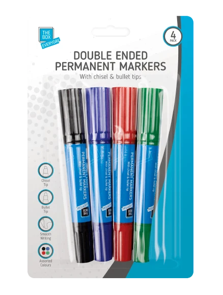 DOUBLE ENDED PERMANENT Markers - 4 Pack Office School Supplies Craft ...