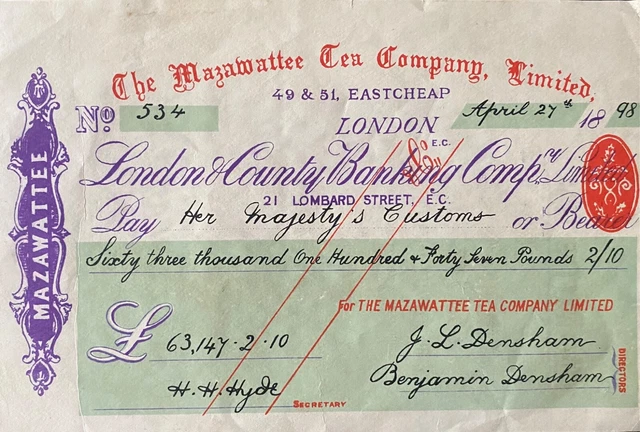 RARE ANTIQUE VICTORIAN The Mazawattee Tea Company 1898 Mock Advertising ...